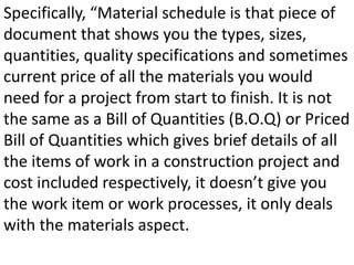 Schedule of materials 2 | PPT