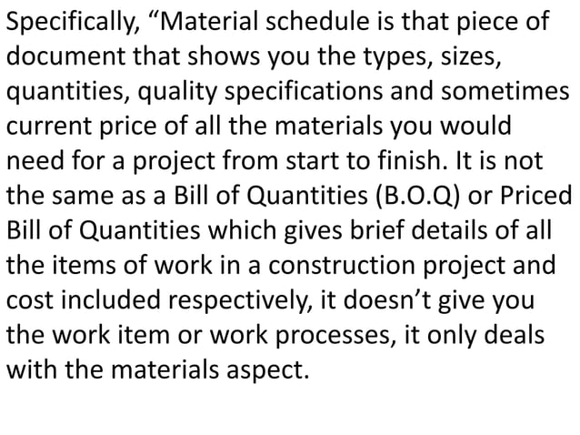 Schedule of materials 2 | PPT | Construction Industry | Industries