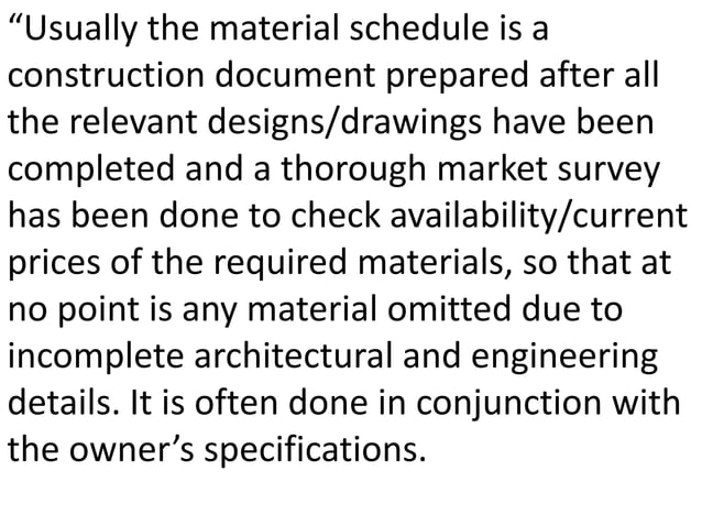 Schedule of materials 2 | PPT | Construction Industry | Industries