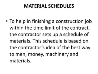 Schedule of materials 2 | PPT
