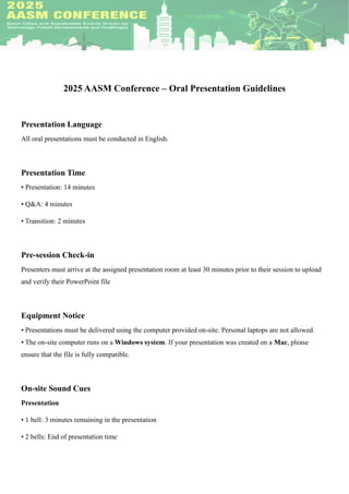 2025 AASM Schedule of Oral Presentations | PDF