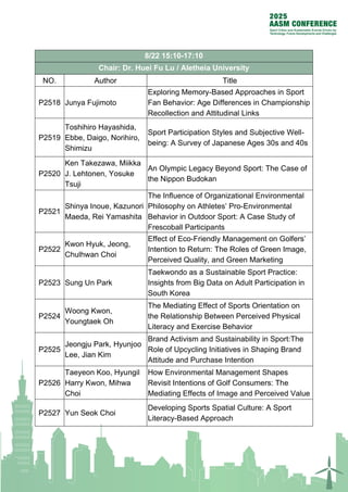 2025 AASM Schedule of Poster Presentation(0818) | PDF