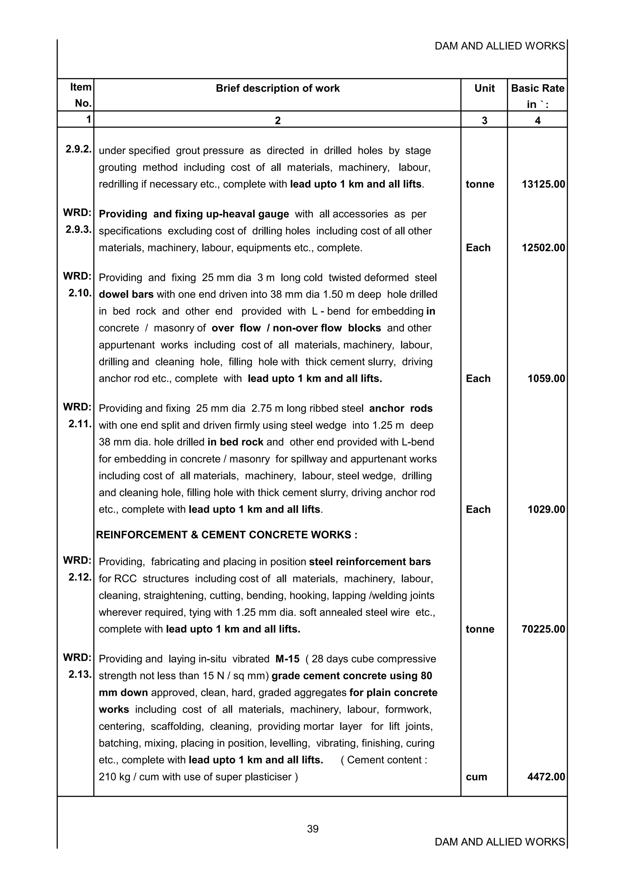 WRD Schedule of rates 2018 19 | PDF | Civil Engineering Industry ...