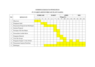 Schedule Penelitian untuk beton dan sesuatu | PPT