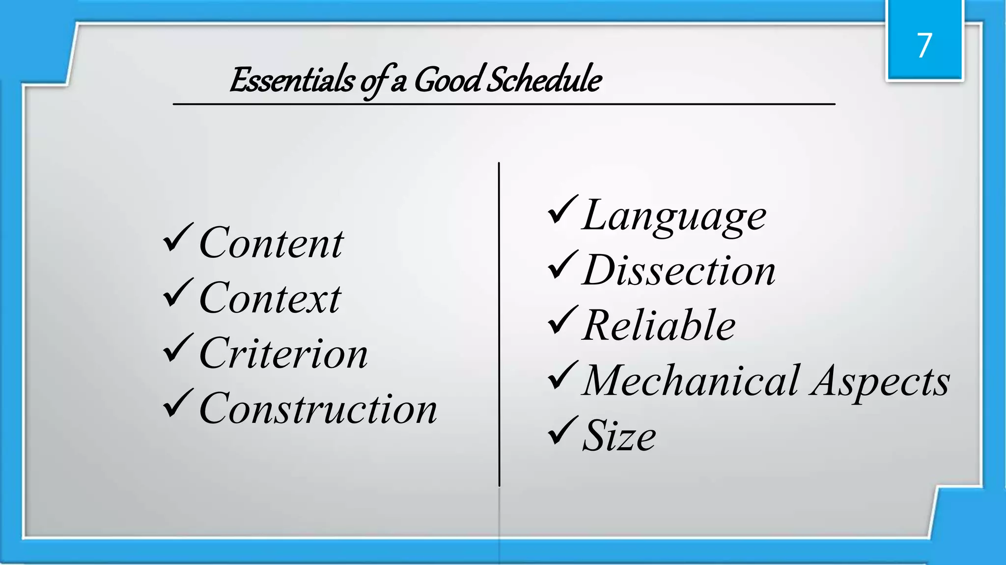 Schedules_Tools of Assessment in Education | PPTX