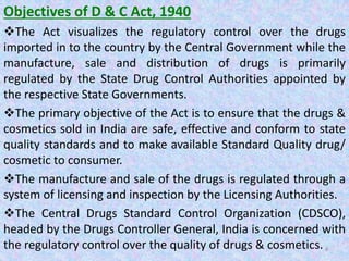 Schedules of Drugs & Cosmetics Act (1940), Rules(1945) | PPTX