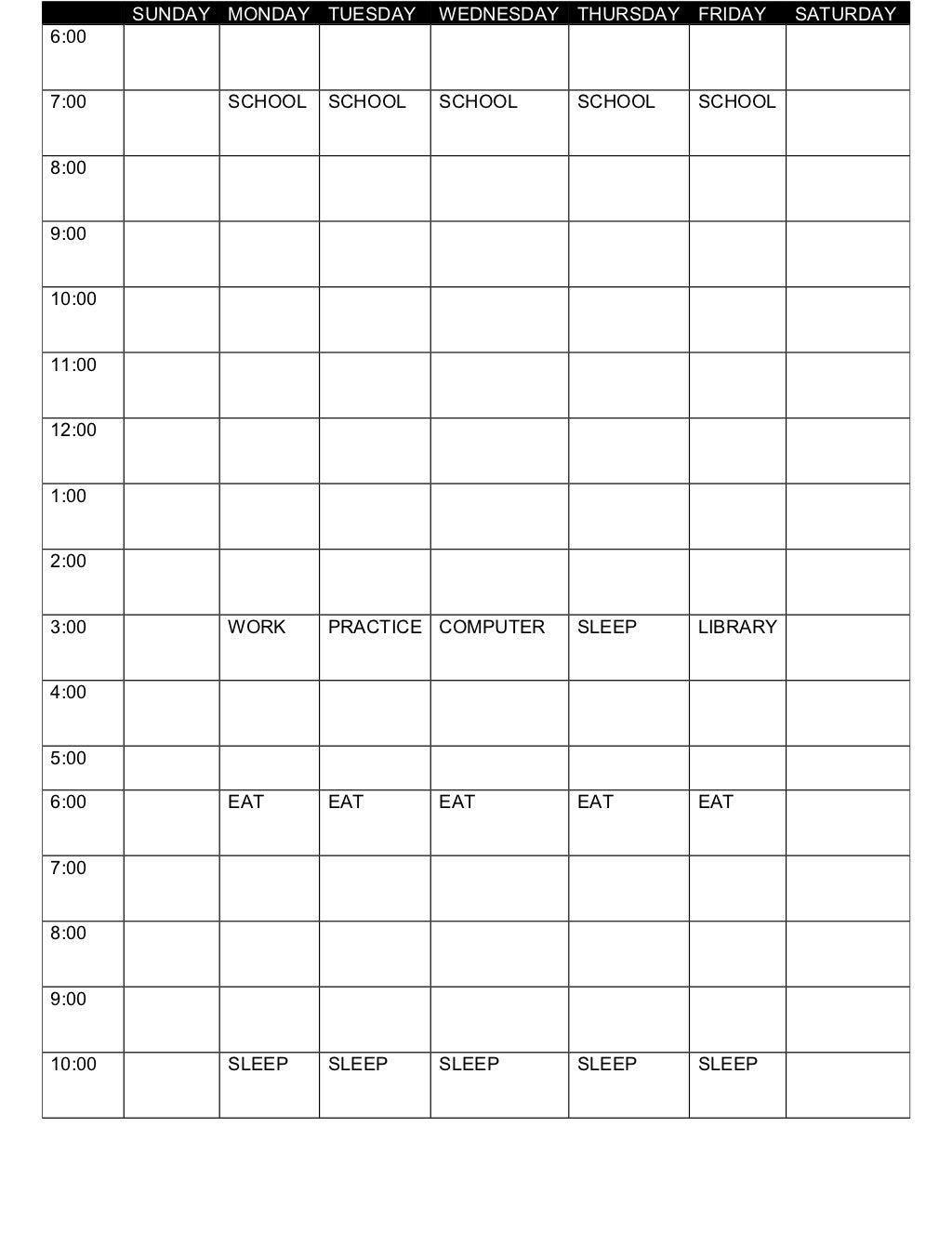 Schedule template