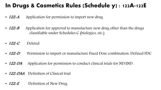 Schedule y under drugs and cosmetic act 1945 | PPTX