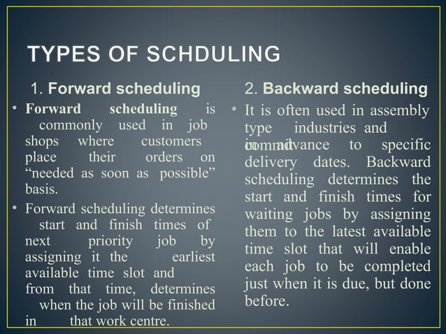 PRODUCTION OPERATIONS MANAGEMENT SCHEDULING.pptx | Free Download