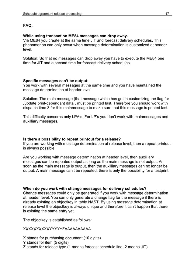 Scheduling agreement konwledge paper | DOC