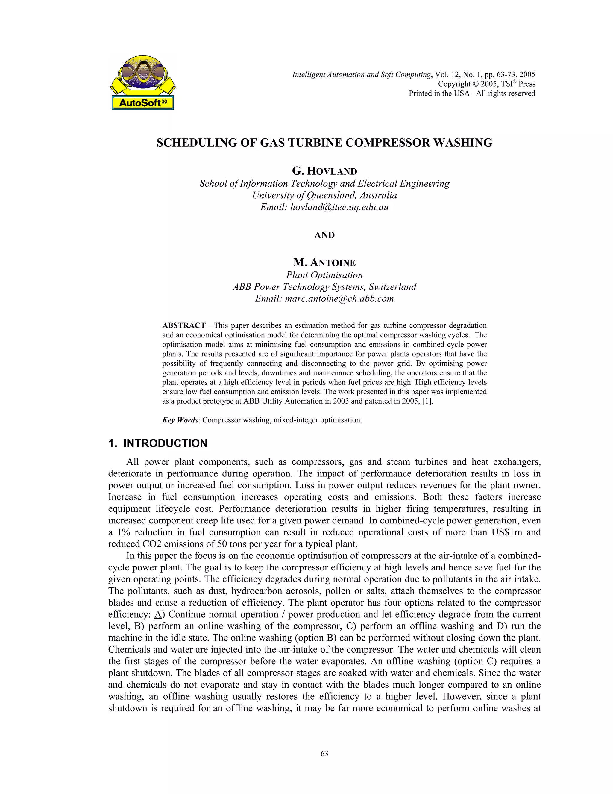 Scheduling of gas turbine compressor washing | PDF