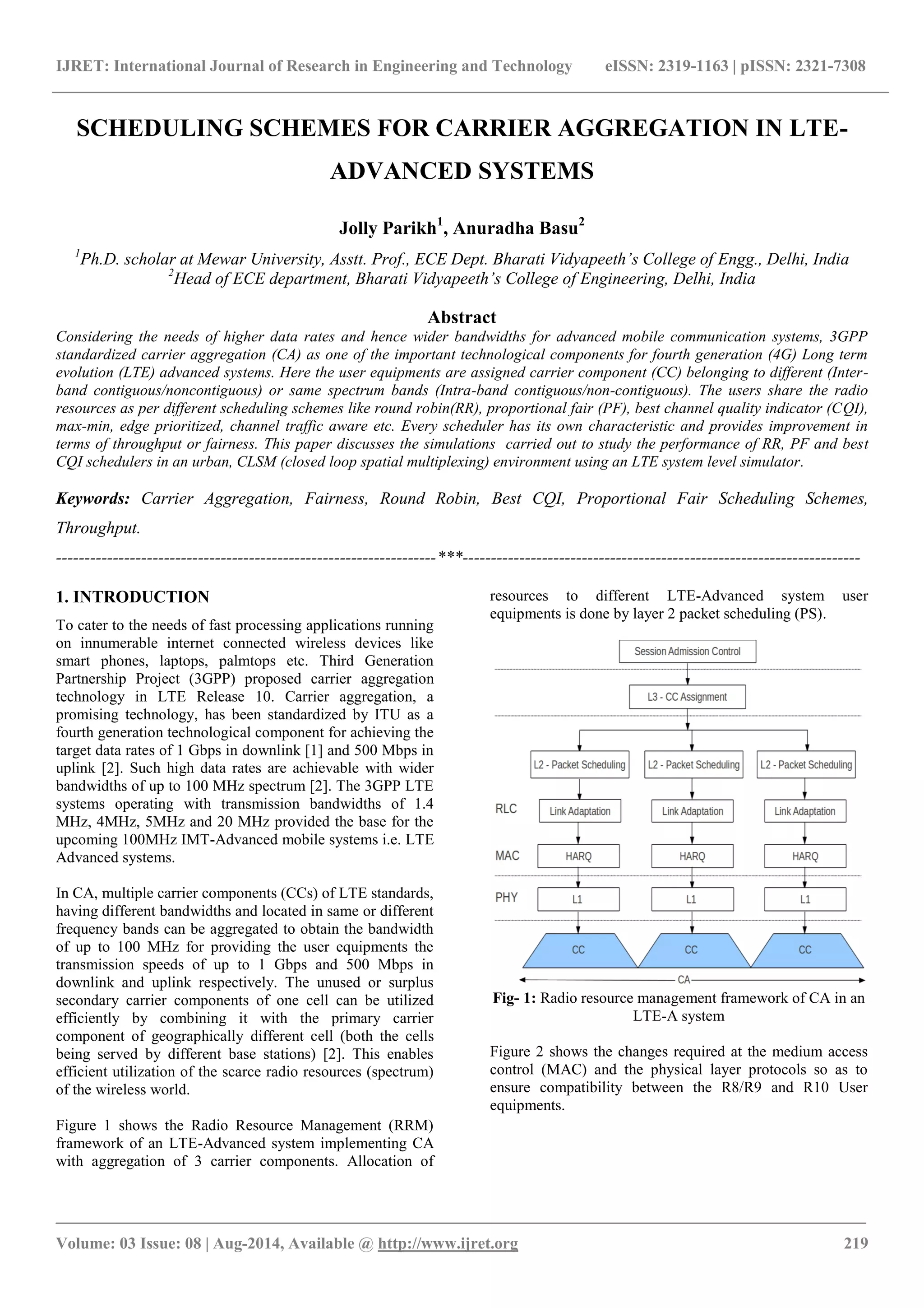 Scheduling schemes for carrier aggregation in lte advanced systems | PDF
