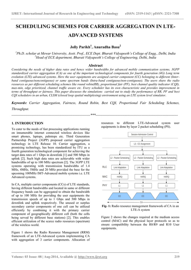 Scheduling schemes for carrier aggregation in lte advanced systems | PDF