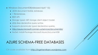 Schema-free Microsoft Azure development | PPT