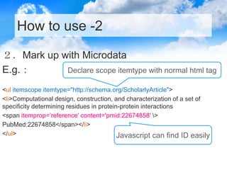 Schema.org extension for biological database @ Biohackathon2013 | PPTX | Web Development | Internet