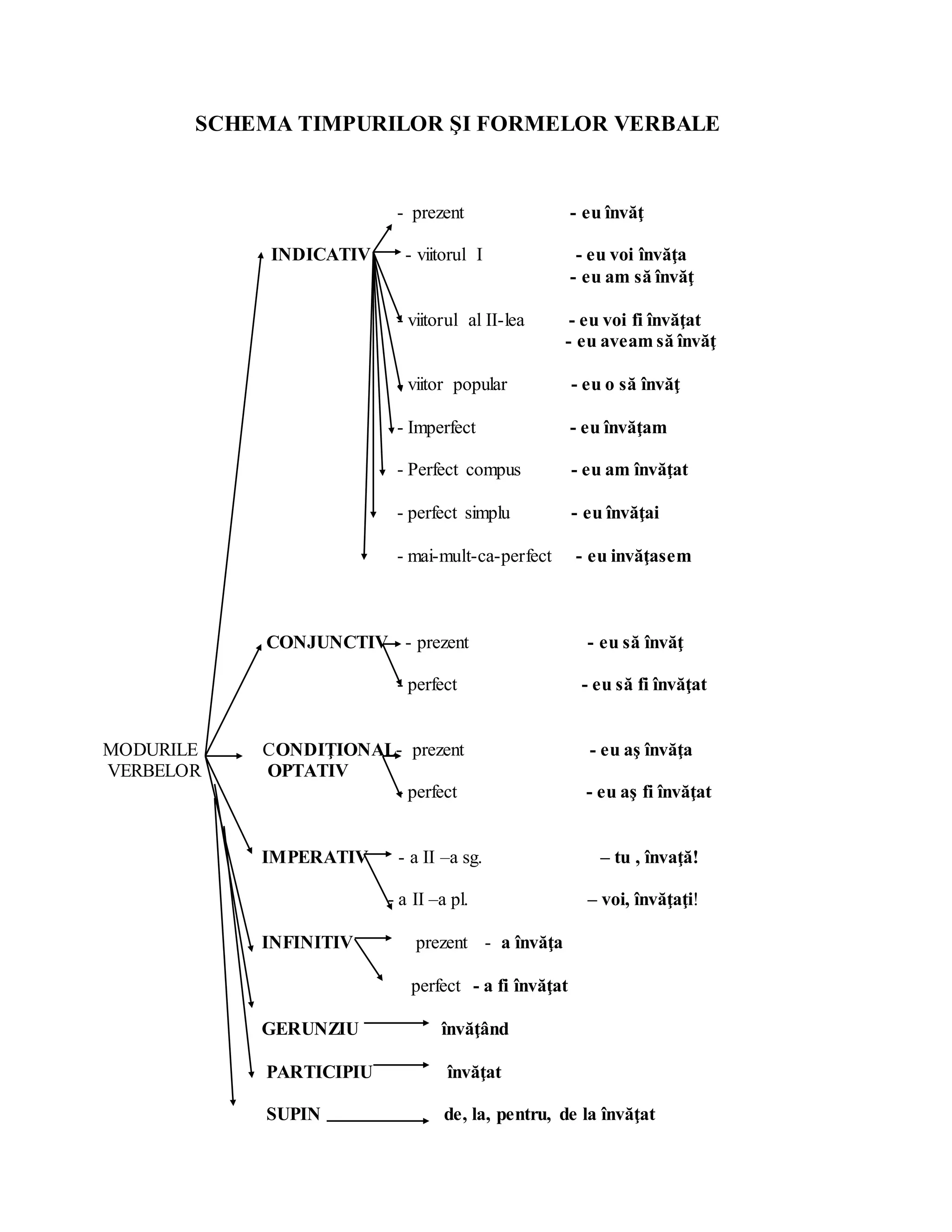 Schema - verb (moduri și timpuri verbale) | DOCX