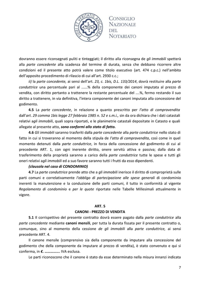 Lo schema del Contratto Rent to buy | PDF