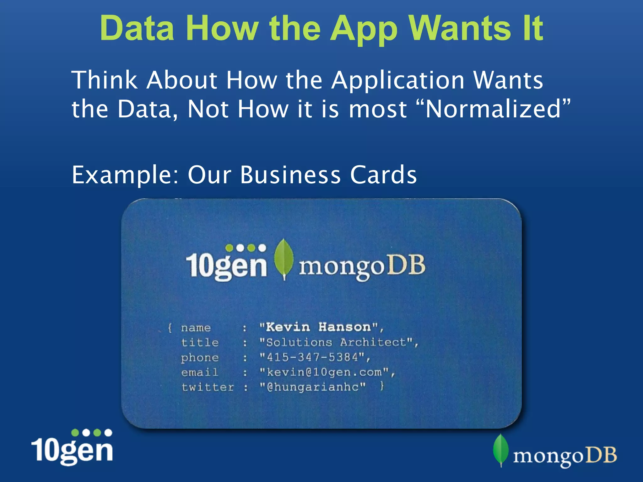 Schema Design by Example ~ MongoSF 2012 | PPT