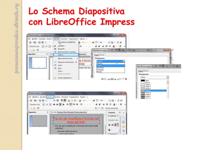 Lo Schema Diapositiva con LibreOffice Impress | PPTX | Desktop Publishing | Computer Software ...