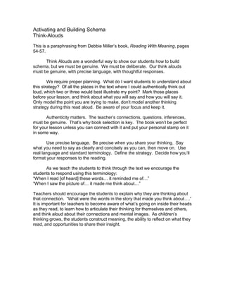 Schema handout by deb smith | DOCX | Educational Assessment | Education