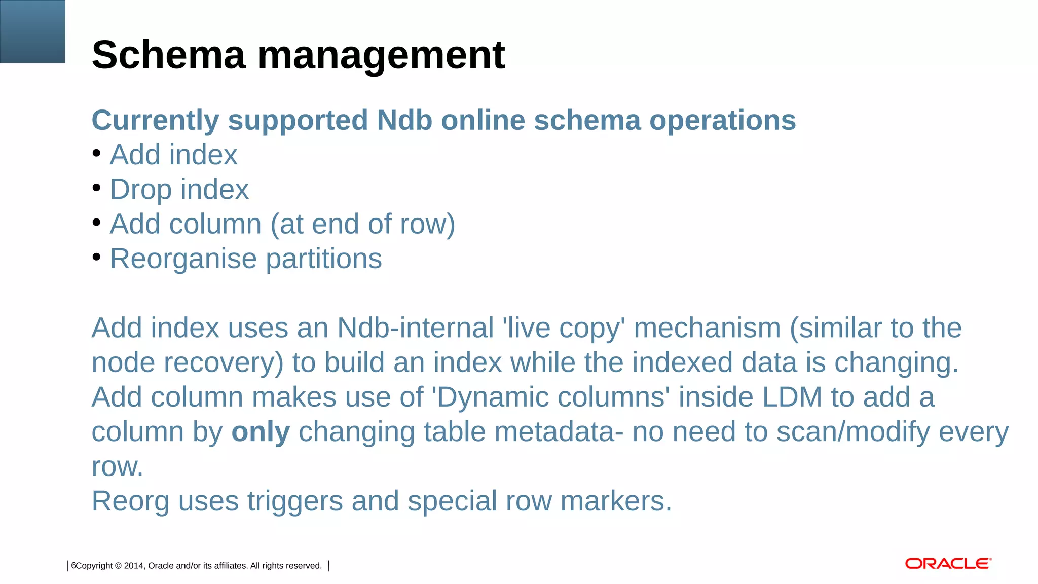 MySQL Cluster Schema management (2014) | PPT