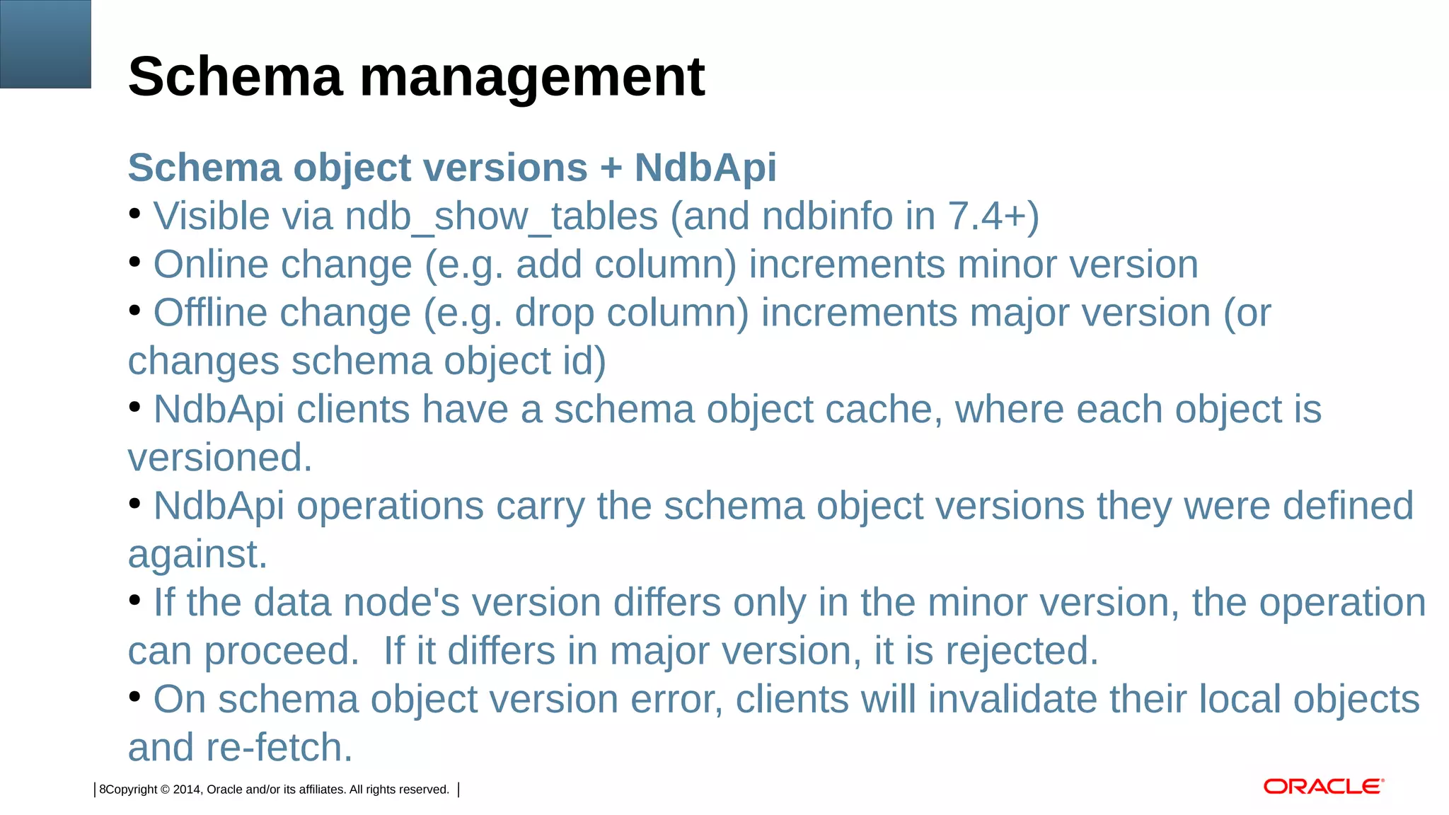 MySQL Cluster Schema management (2014) | PPT