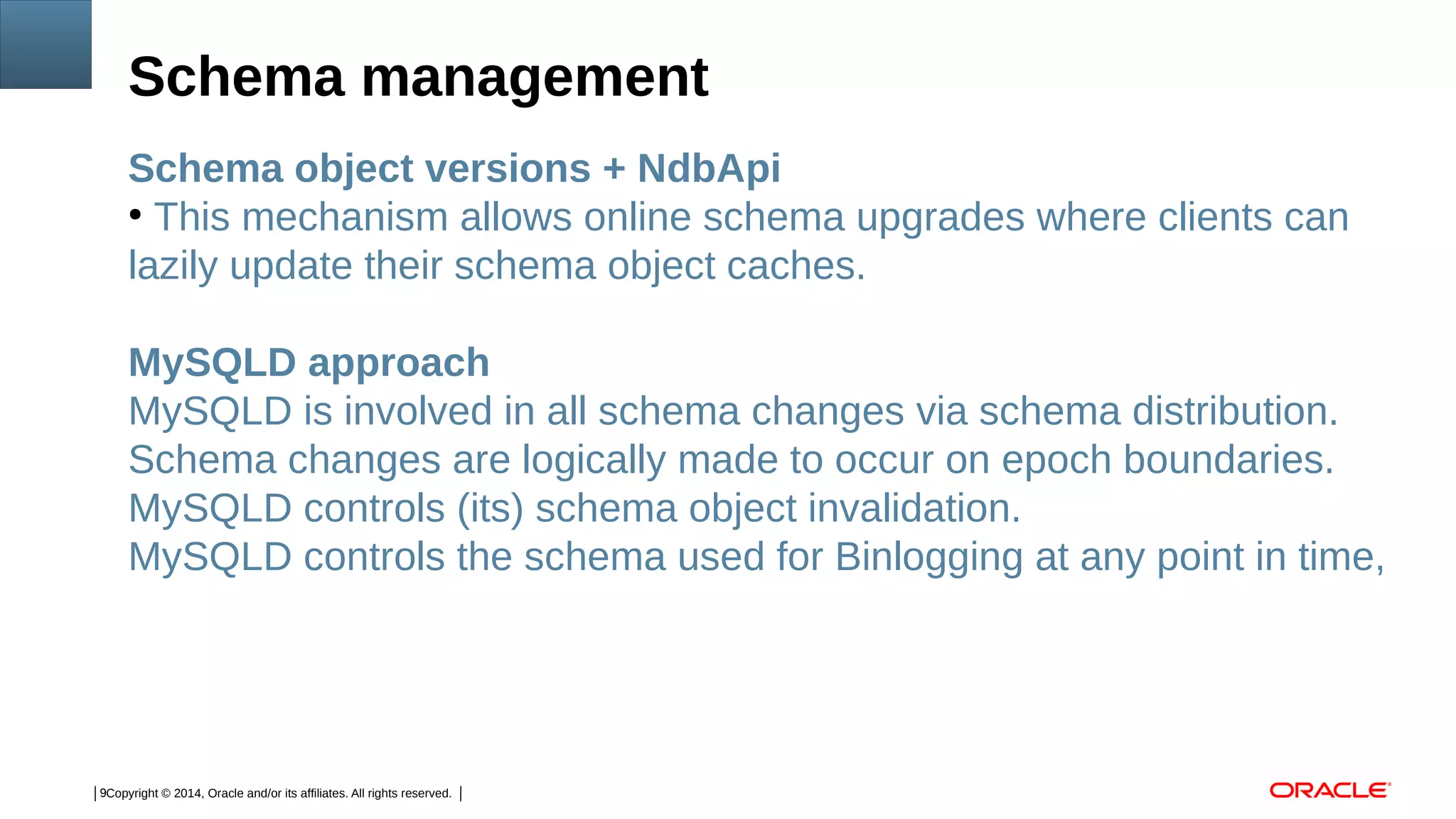 MySQL Cluster Schema management (2014) | PPT
