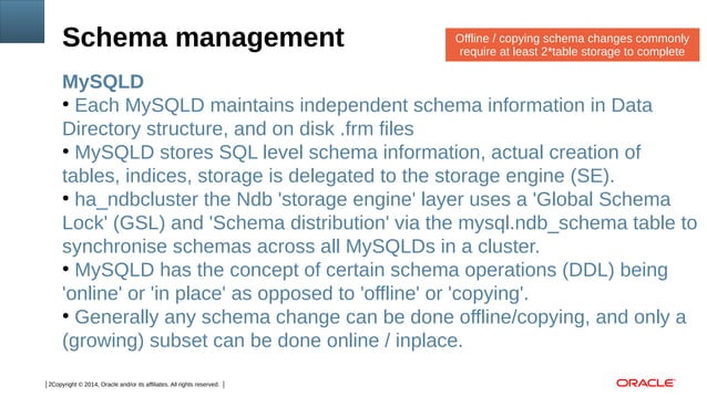 MySQL Cluster Schema management (2014) | PPT