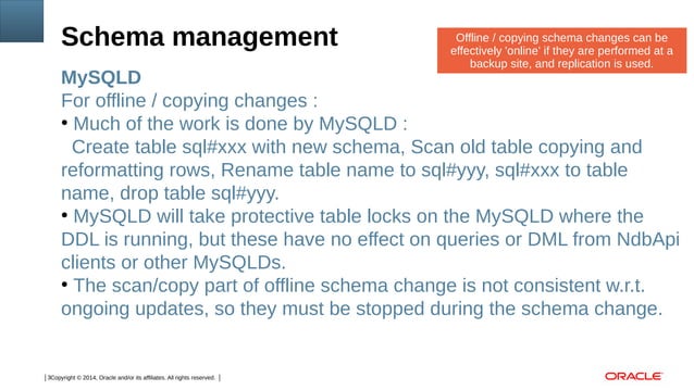 MySQL Cluster Schema management (2014) | PPT