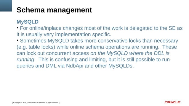 MySQL Cluster Schema management (2014) | PPT