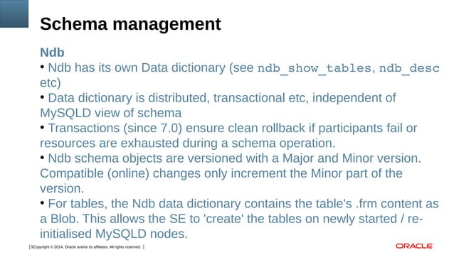 MySQL Cluster Schema management (2014) | PPT