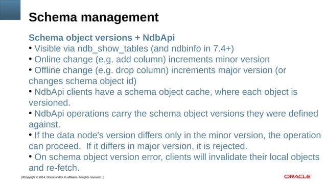 MySQL Cluster Schema management (2014) | PPT