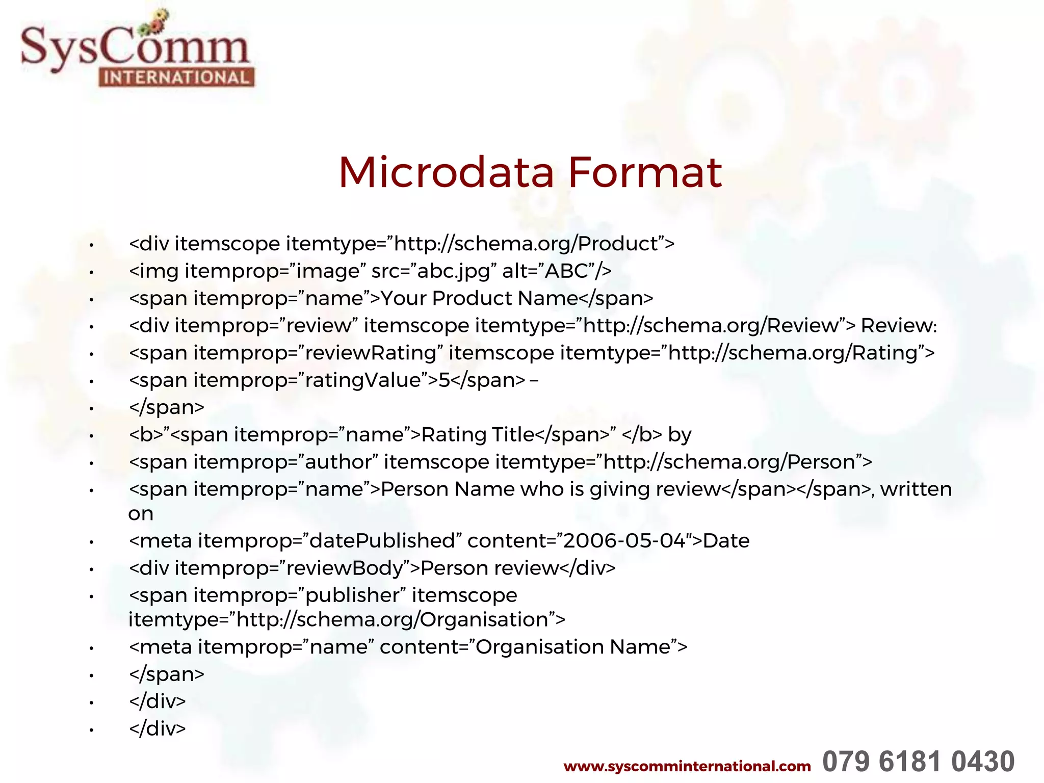 Schema Markup | PPTX | Web Design and HTML | Internet