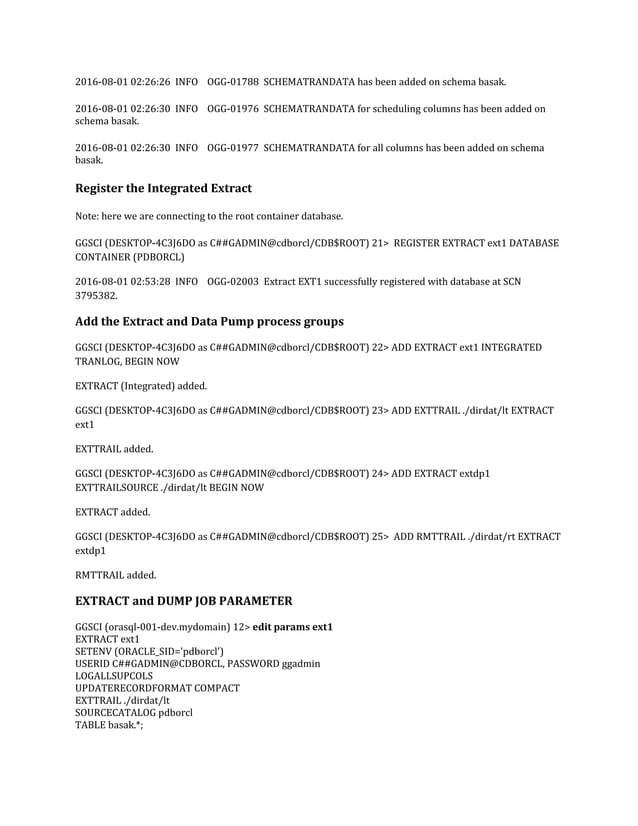 Schema replication using oracle golden gate 12c | DOC