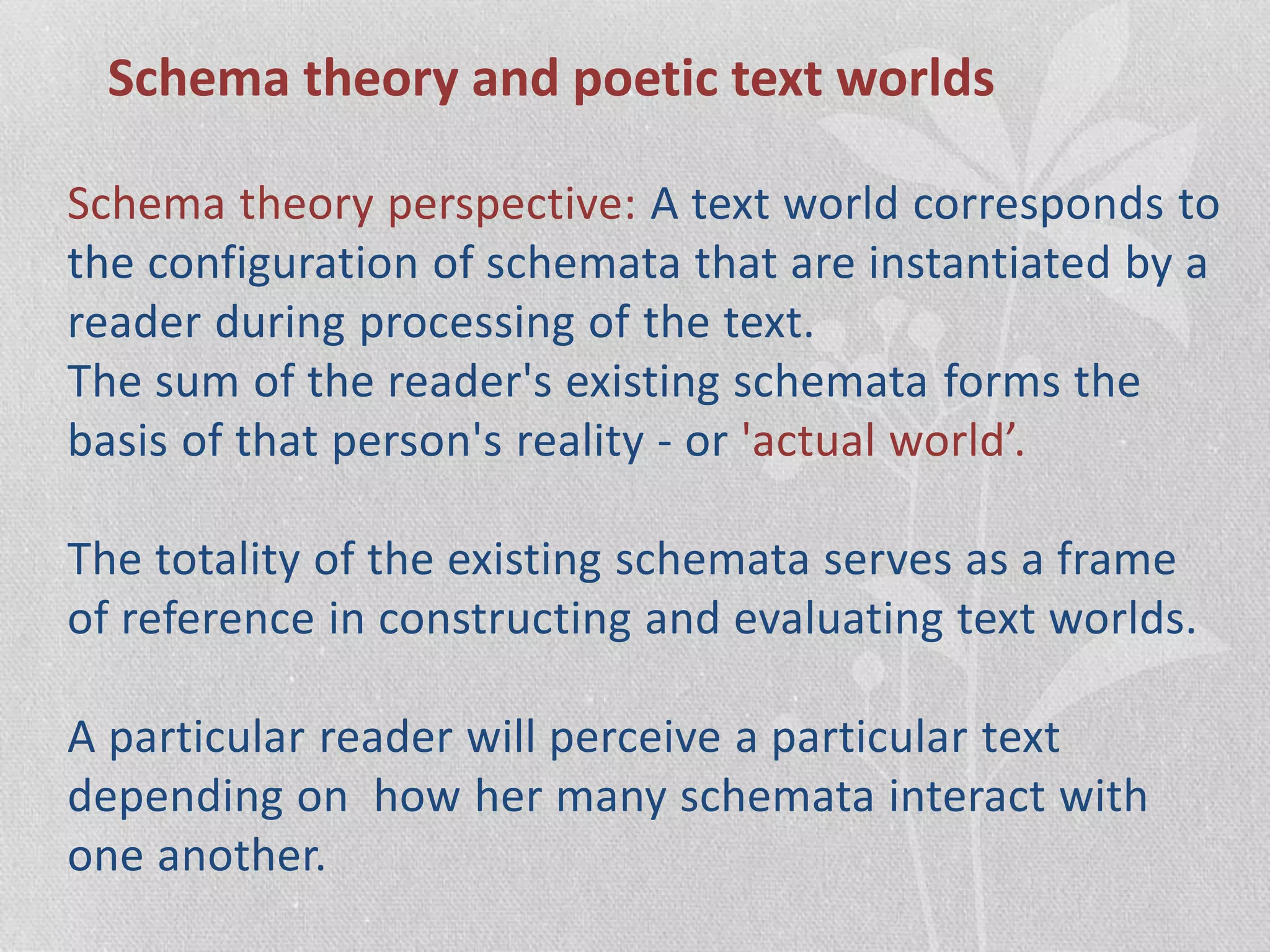 Schema theory in poetry | PPTX