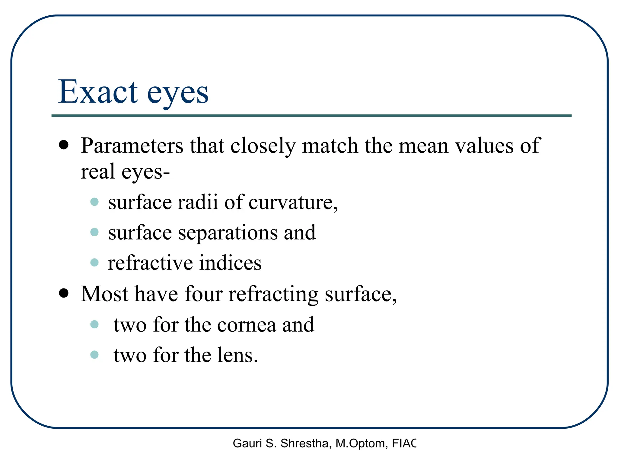 Schematic eye | PPT