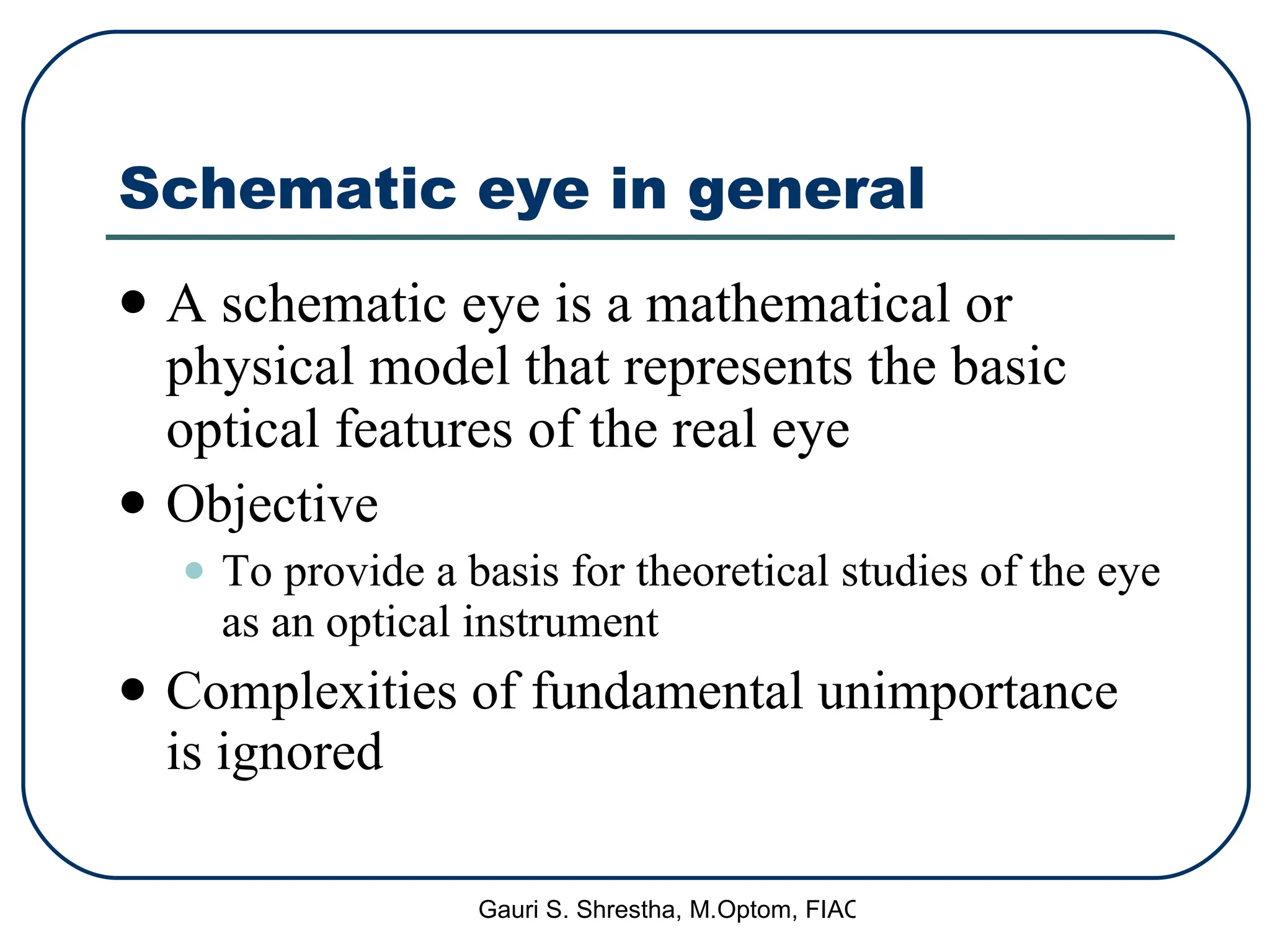 Schematic eye | PPT