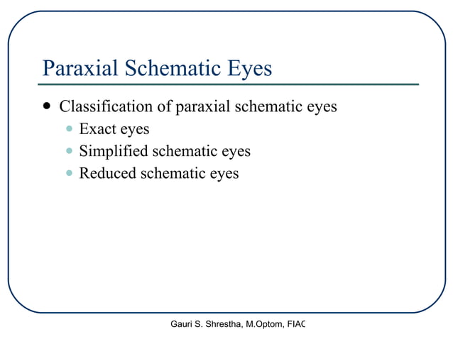 Schematic eye | PPT