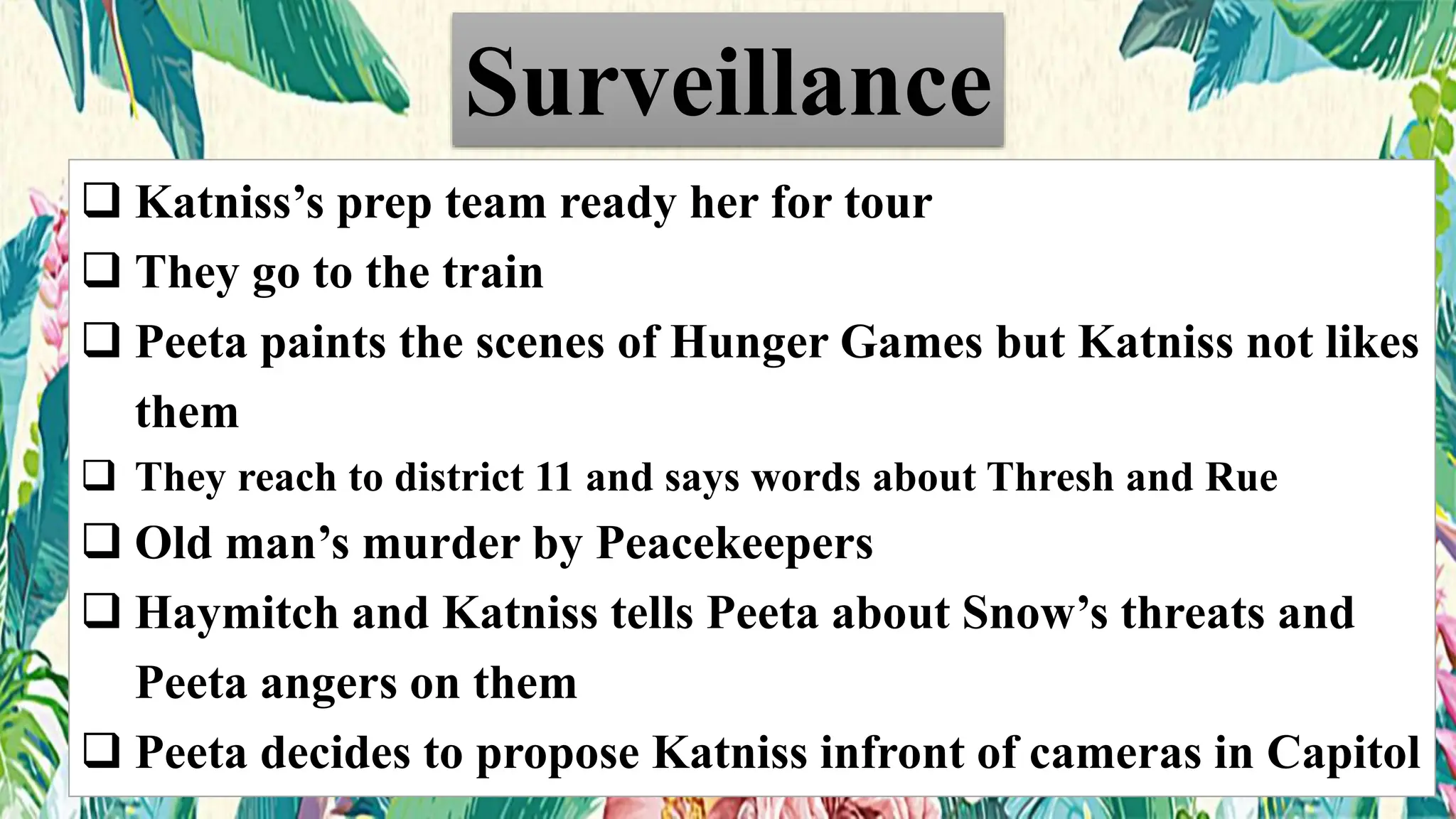 Schematic Surveillance , Hunger Games, Catching Fire.pptx