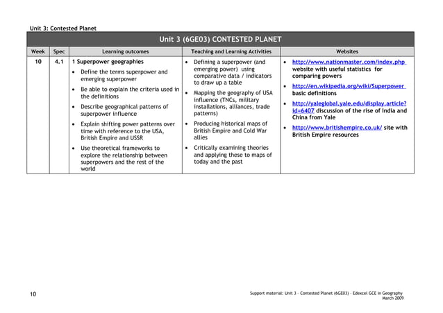 Scheme of-work-unit-3 geog a level | DOC
