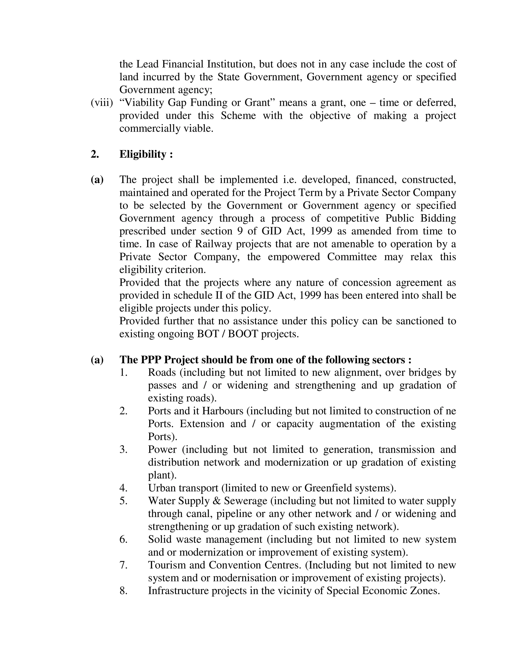 Scheme for Financial Support to Public Private Partnership in ...