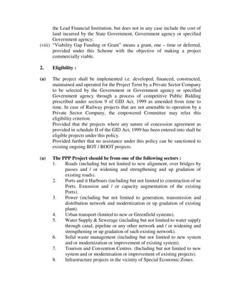 Scheme for Financial Support to Public Private Partnership in ...