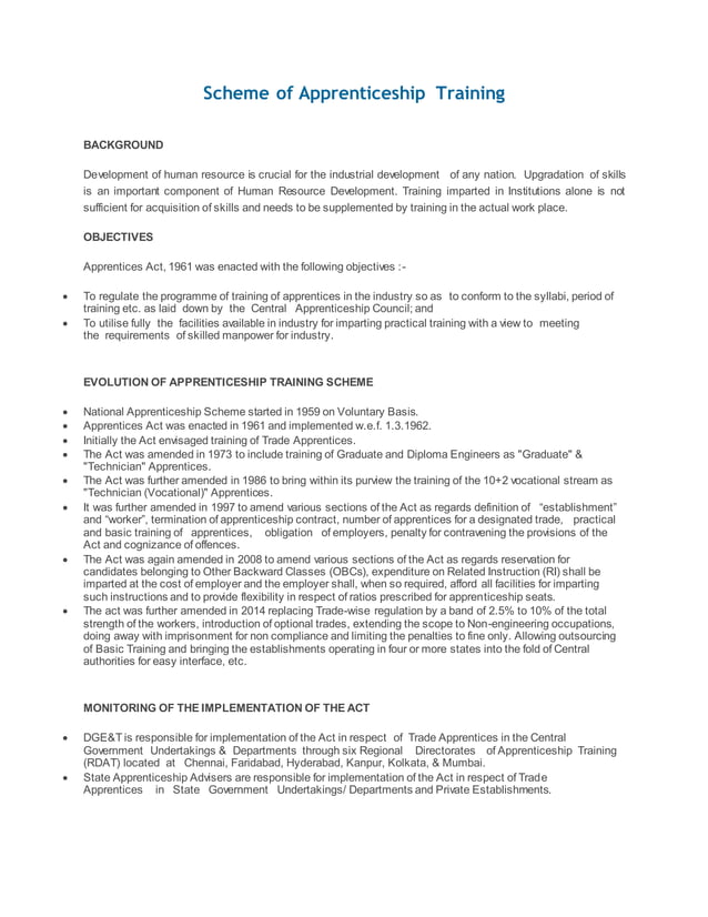 Scheme of apprenticeship training | DOCX
