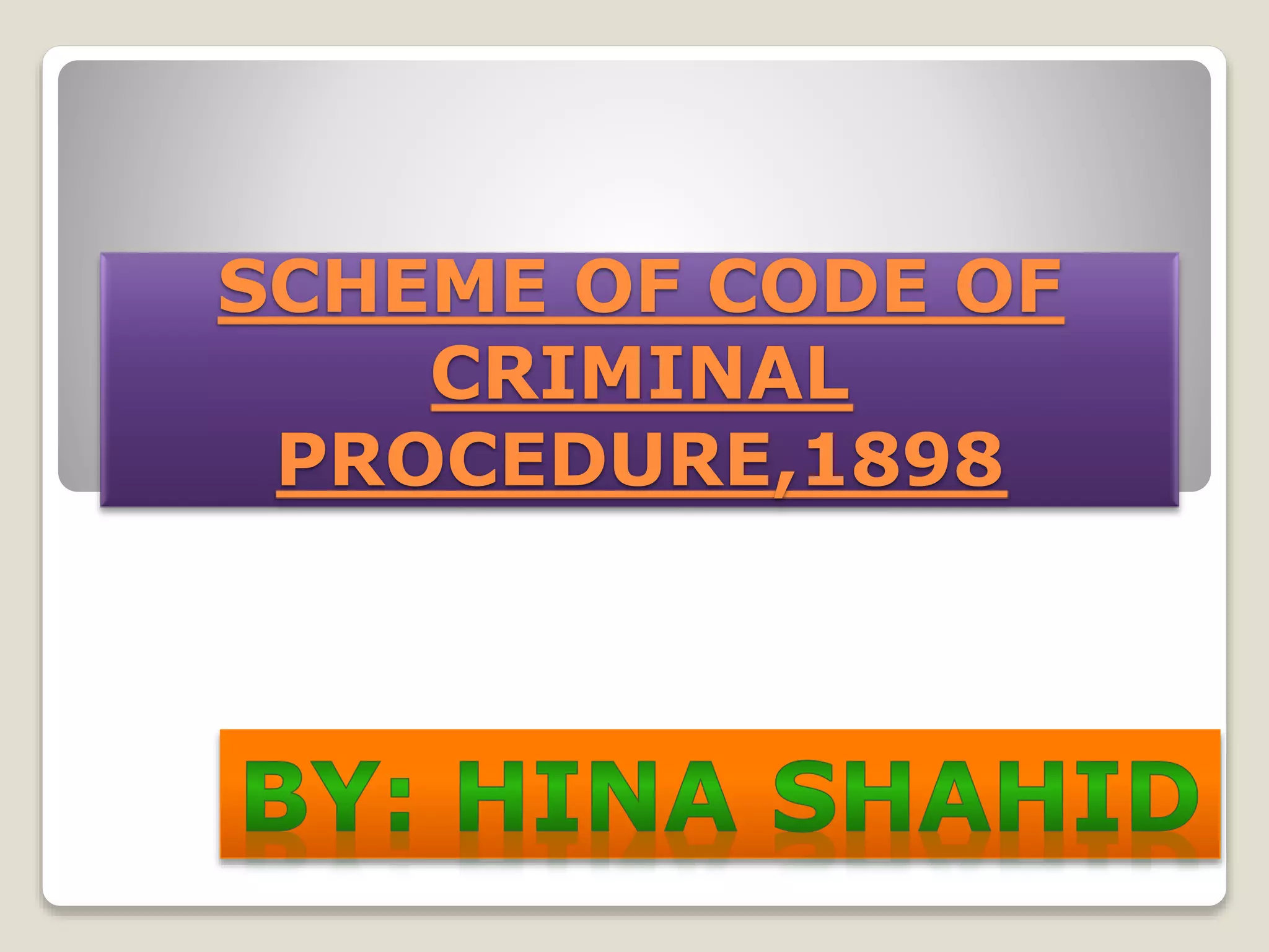 Scheme of code of criminal procedure,1898 | PPT