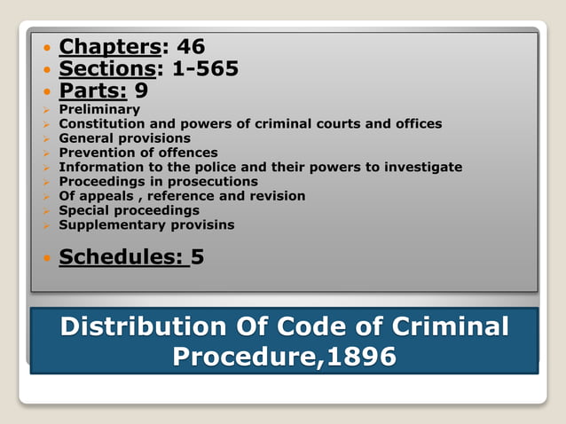 Scheme of code of criminal procedure,1898 | PPT