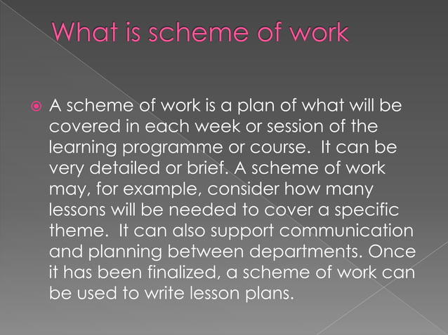 Scheme of work | PPTX