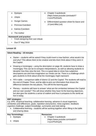 Scheme of Work - Hunger Games | DOC