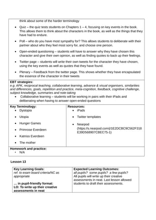 Scheme of Work - Hunger Games | DOC