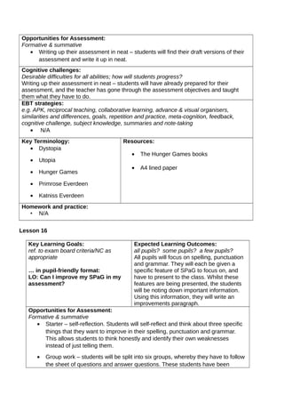Scheme of Work - Hunger Games | DOC