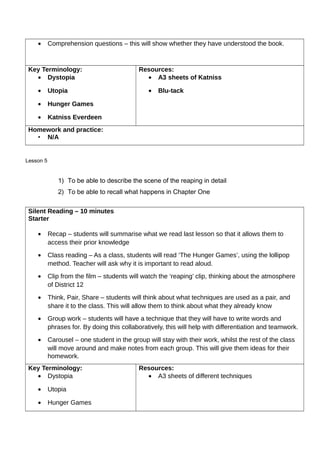 Scheme of Work - Hunger Games | DOC
